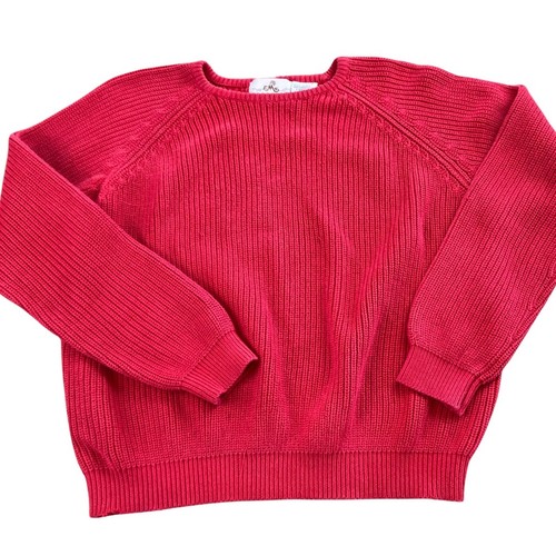 Vintage EMS Womens M Red Crew Neck Fisherman Knit Pullover Sweater FLAW ...