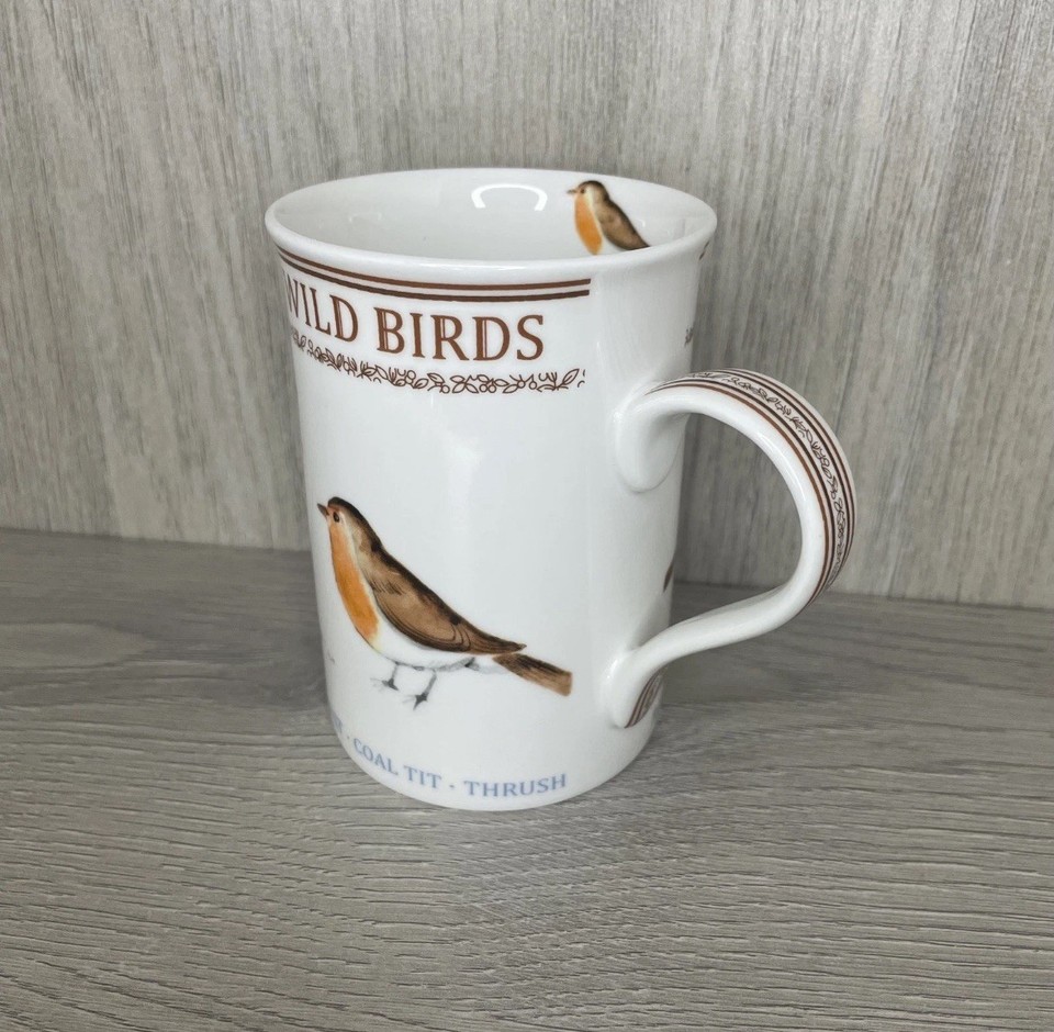 Wild Birds Mug by TU Coffee Tea Allover design Robin Goldcrest Robin ...