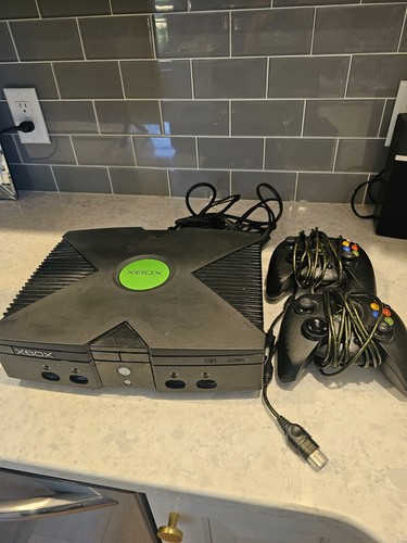 Original Microsoft Xbox 1st Gen Console Two Controllers Cords Tested | eBay