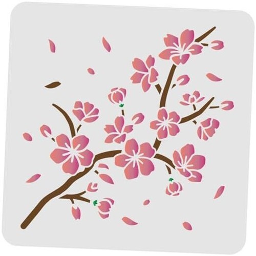 Stencil Template 11.8x11.8inch Plastic Branch Drawing Painting Cherry ...