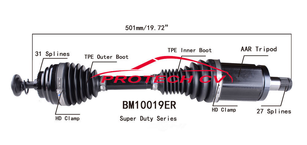 CV Axle Assembly-Extreme Weather Unit - TPE Boot Equipped fits 12-15 ...