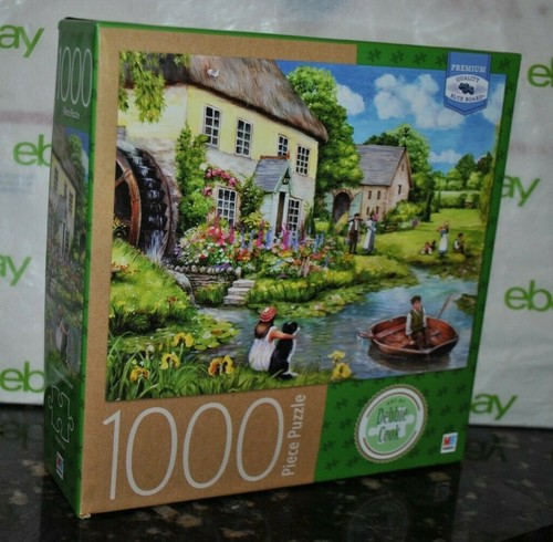 NEW MB HASBRO BLUE ROAD Jigsaw PUZZLE 1000 Art DEBBIE COOK Mill COTTAGE ...