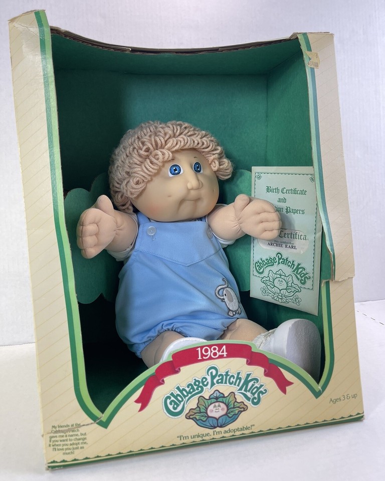 Cabbage Patch Doll Vintage 1984 Box Papers Boy Archie Earl Blue Eyes ...