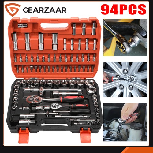 94PCS Ratchet Spanner Wrench Socket Set 1/2" 1/4" Screwdriver Bits Hand ...