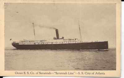 OCEAN S.S. CO OF SAVANNAH-SAVANNAH LINE,S.S CITY OF ATLANTA POSTCARD ...