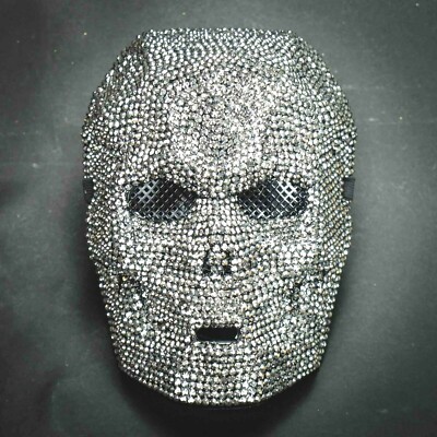 Full Face Skull Rhinestones Halloween Costume Masquerade Mask [Silver ...