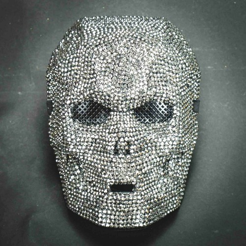 Full Face Skull Rhinestones Halloween Costume Masquerade Mask [Silver ...