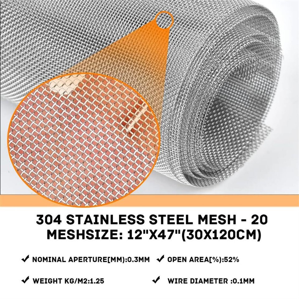 Wire Mesh Stainless Steel Woven 20 Metal Window Screen Silver | eBay