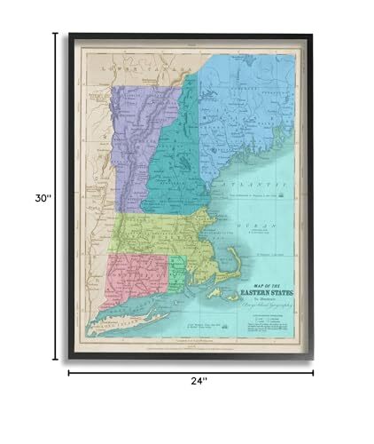 Map of Eastern States New England Border Lines, Design by Daphne ...