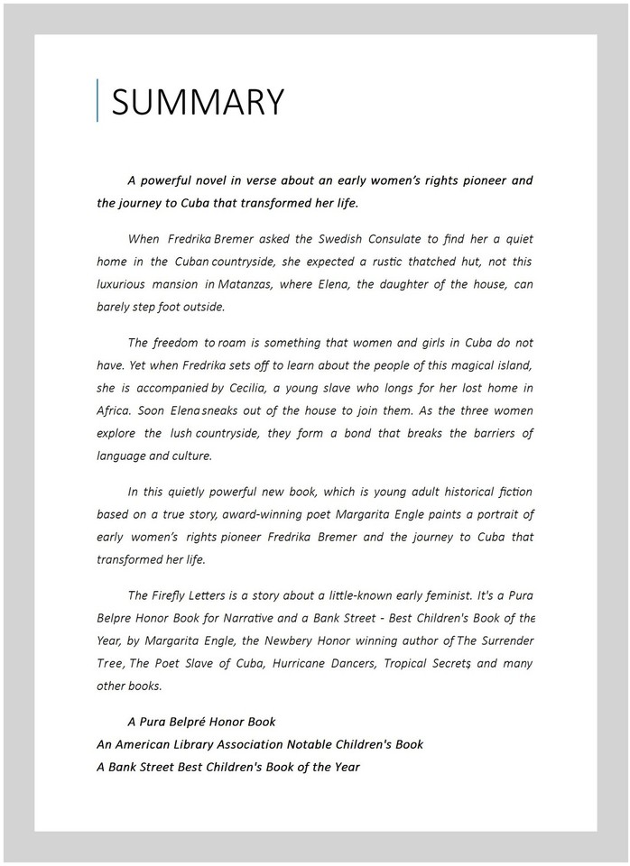 Firefly Letters : A Suffragette's Journey to Cuba, Paperback by Engle ...