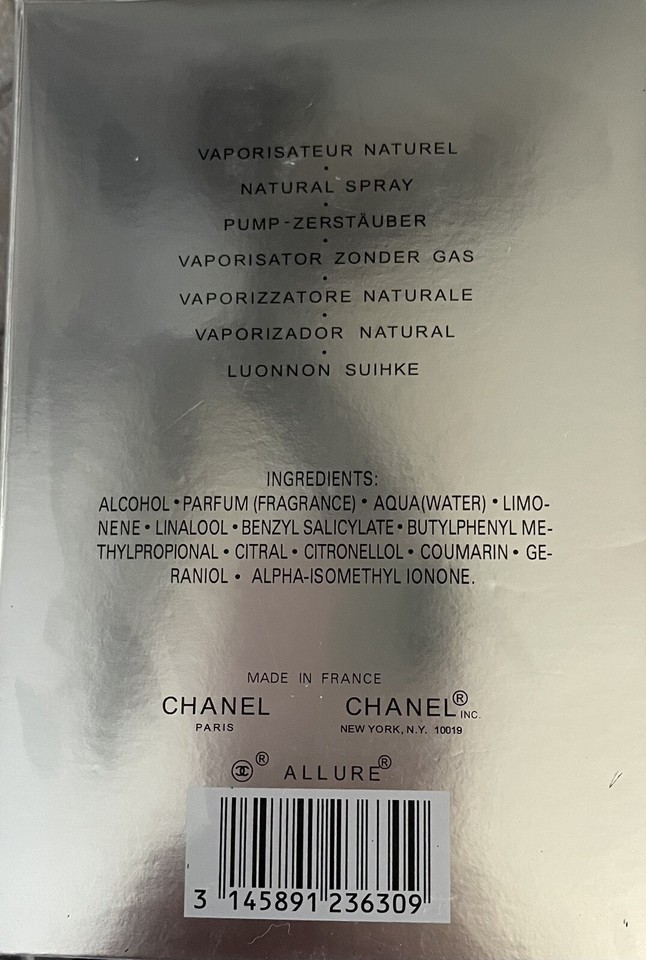 CHANEL Allure Homme Sport 3.4 Oz Men Eau De Toilette 3145891236309 | eBay