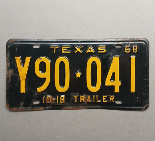 🐾 1968 TEXAS "10-18 TRAILER" REPLACEMENT LICENSE PLATE (Y90-041) | eBay