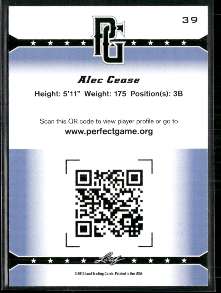 Alec Cease 2013 Leaf Perfect Game #39 | eBay