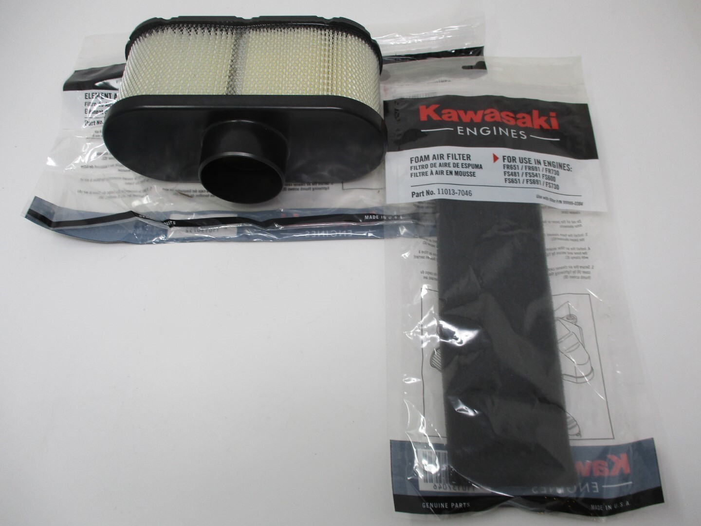 Genuine Kawasaki 11013-0752 & 11013-7046 Air & Pre Filter FR651V FR691V ...
