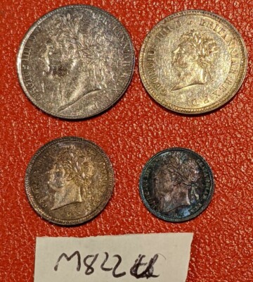 1822 GEORGE IV MAUNDY SET Silver 4d,3d,2d,1d Coins high grade with ...