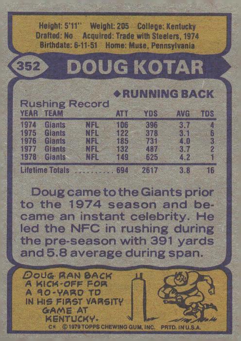1979 Topps #352 Doug Kotar | eBay