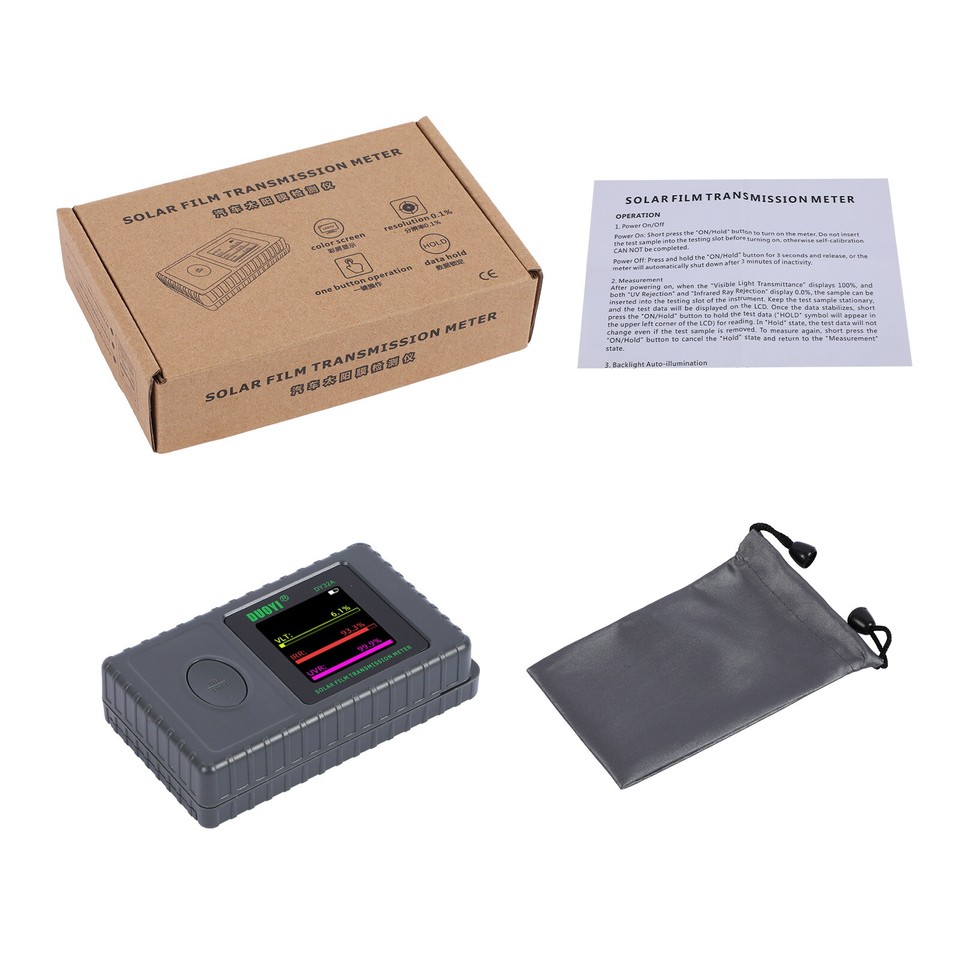 Portable Window Tint Solar Film Tester VLT UVR IRR Rejection Meter Data ...