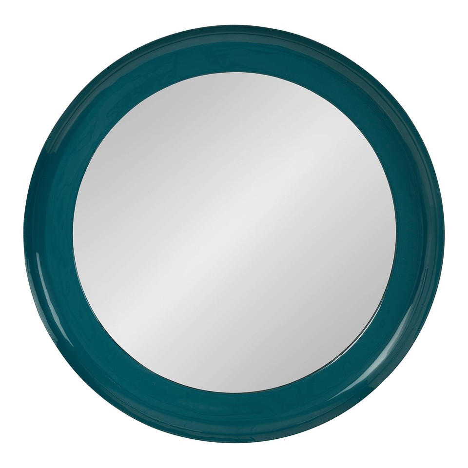 Laranya Modern Round Mirror; 22 Inch Diameter; Teal and Black ...