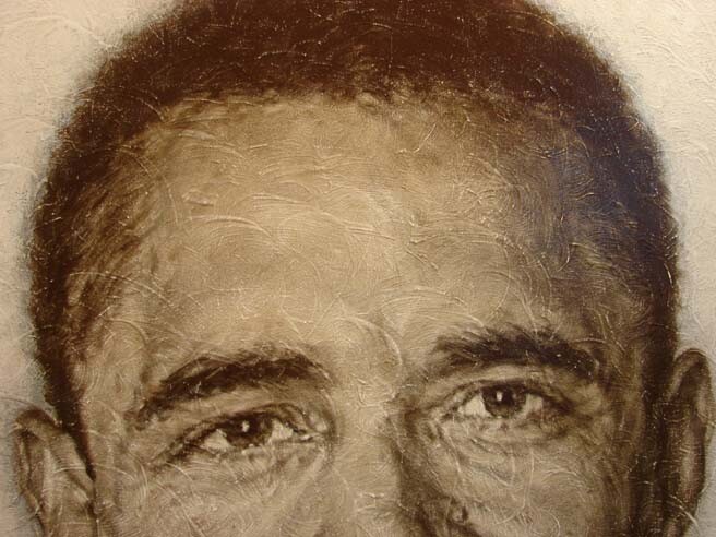 Ron Rundo President Barack Obama Original Painting portrait Hand Signed ...