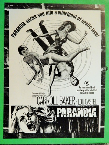 PARANOIA (1969 HORROR MOVIE, CARROLL BAKER) BEAUTIFUL ART 11 X 8 1/2 FORMAT | eBay