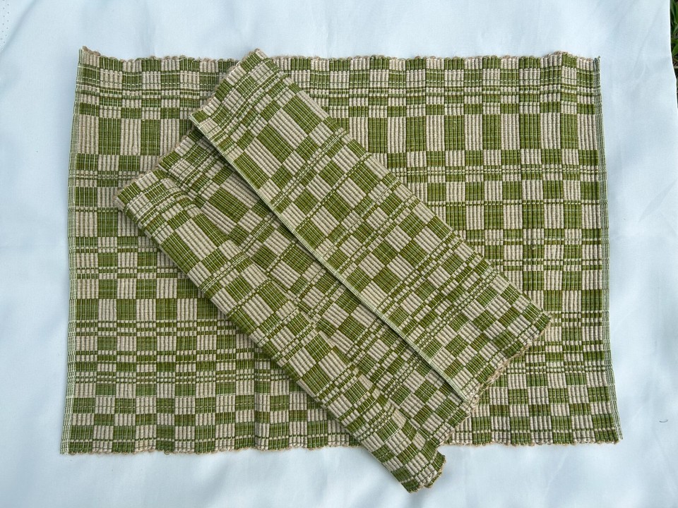 ( Pack of 2) Hand Woven Placemats for Dining Table Handmade Green 19" x ...