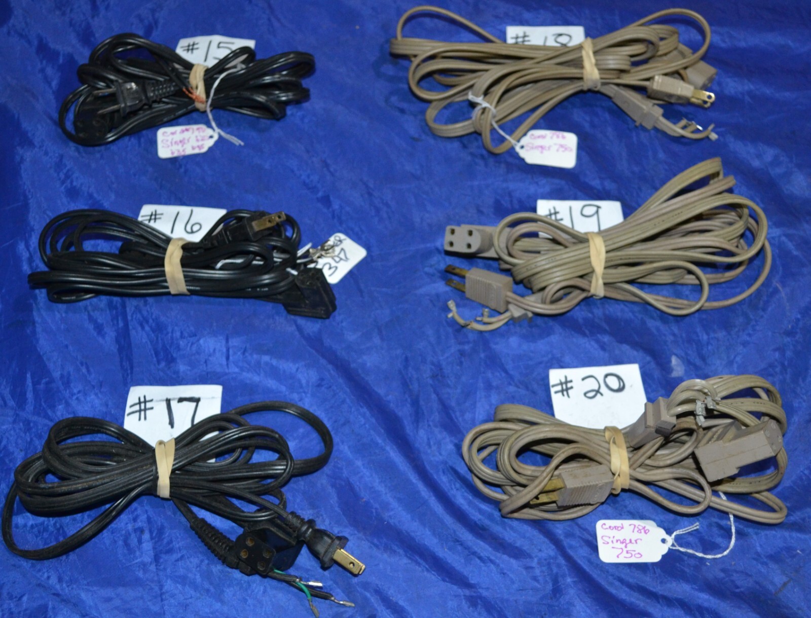 DOUBLE LEAD POWER CORDS SINGER SEWING MACHINES USED CORD PART#786, 790 ...