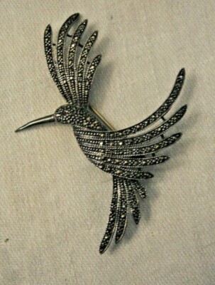 Hummingbird Brooch/Pin - Sterling Silver with Marcasite | eBay
