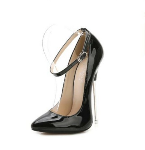 16cm Heel Women Pointed Toe Ankle strap Stilettos Shoes Super High Heel ...