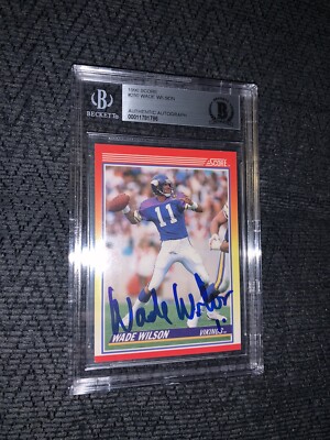 Wade Wilson 1990 Score #250 BAS Beckett Authenticated Card Autograph ...