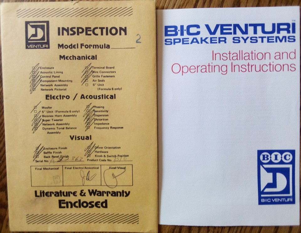 BIC 920 960 980 5 Turntables Venturi Formula 2 4 5 6 7 Manuals ...
