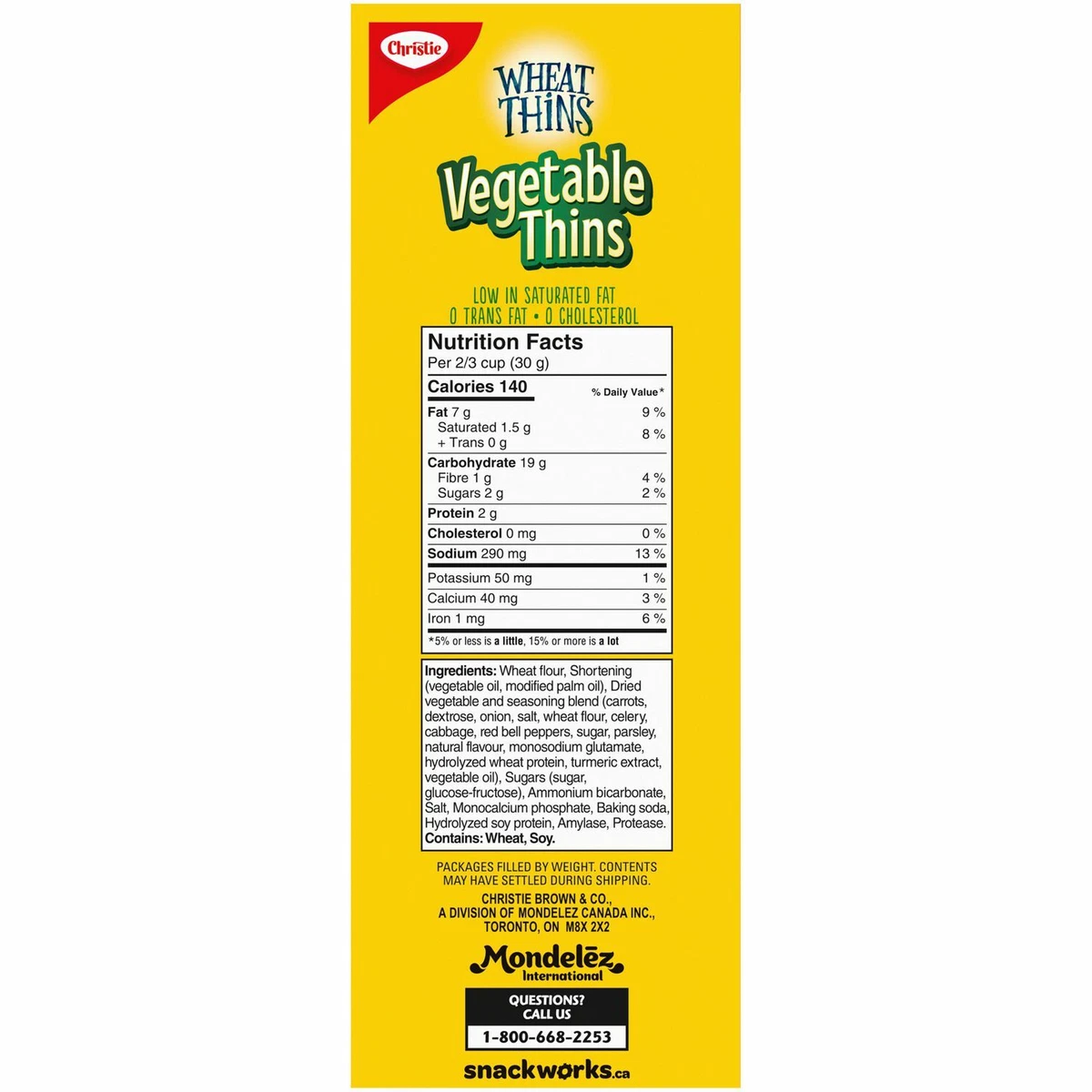 Wheat Thins Nutrition Label