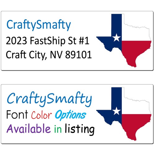 30 Texas State Flag Personalized Return Address Labels 1 x 2 5/8 Inch ...