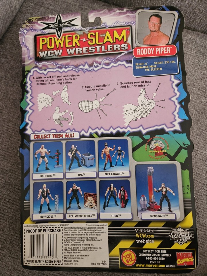 WCW Power Slam Rowdy Roddy Piper Hot Rod Action Figure Toybiz 2000 New ...