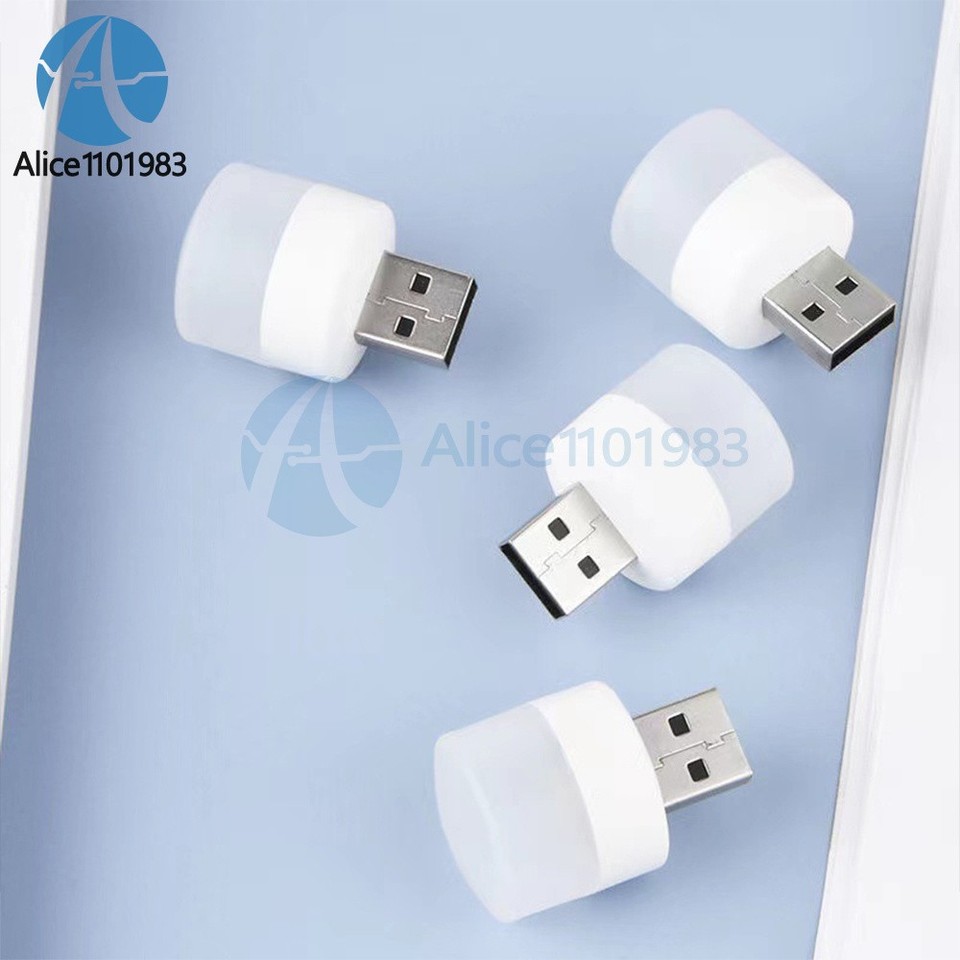 1x USB Mini LED Night Light Portable Small Round Lamp Mobile Light Bulb ...
