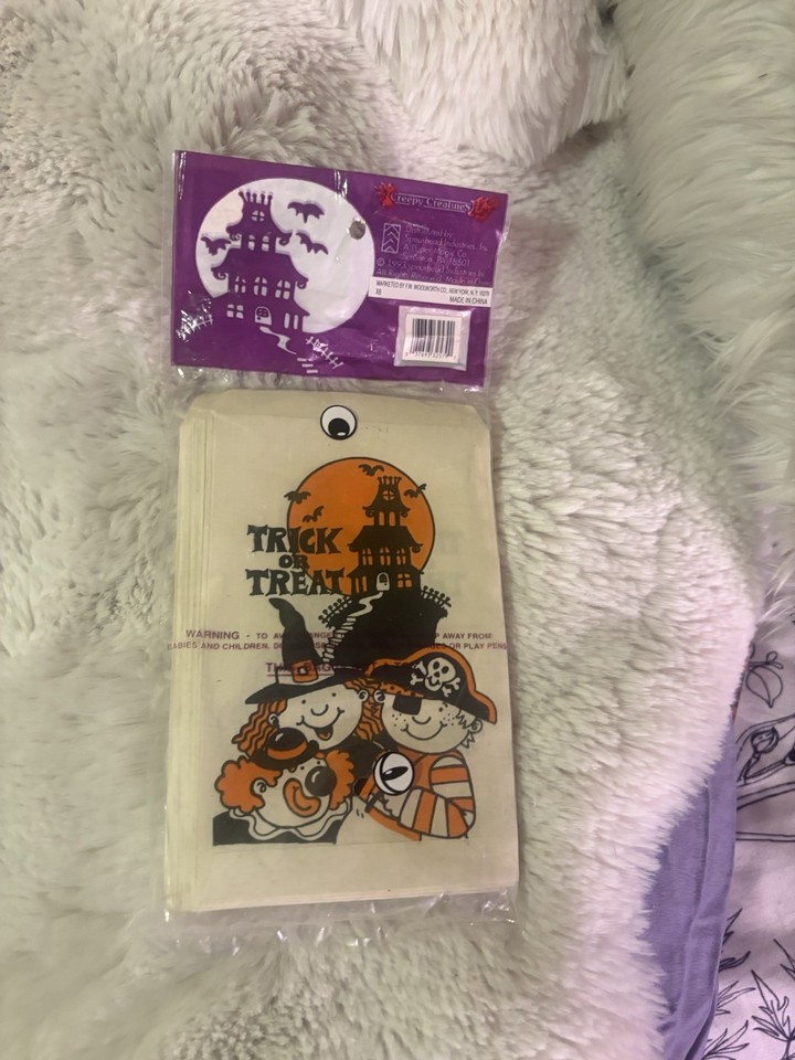 Vintage Halloween 40 Favor Bags Creepy Creations Pirate Clown Witch 90s ...
