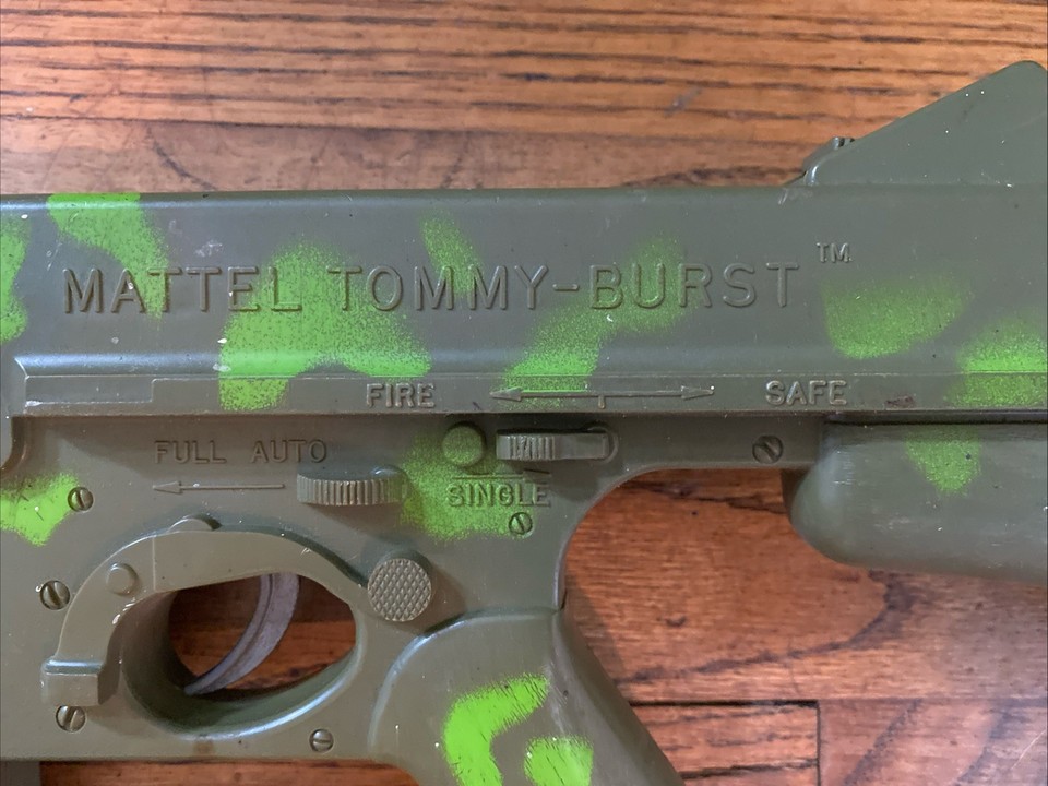 1960s Mattel Tommy Burst TOY Cap machine gun guerilla green With Strap ...