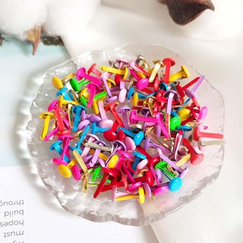 200pcs Split Pins Round Scrapbooking Brads 0.24x0.5" Craft DIY Supplies ...