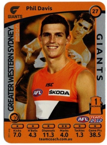 2012 Teamcoach Silver card - Phil Davis No. 27 GWS | eBay
