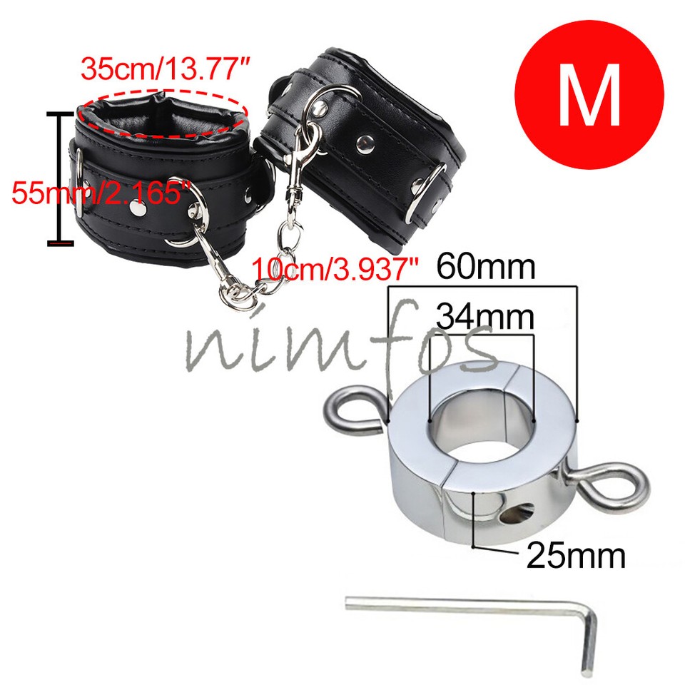 Male Ball Stretcher With Leather Handcuff Ankle cuffs Lock Scrotum ...