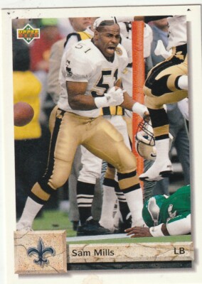 FREE SHIPPING-MINT-1992 Upper Deck Sam Mills #219 SAINTS PLUS BONUS ...