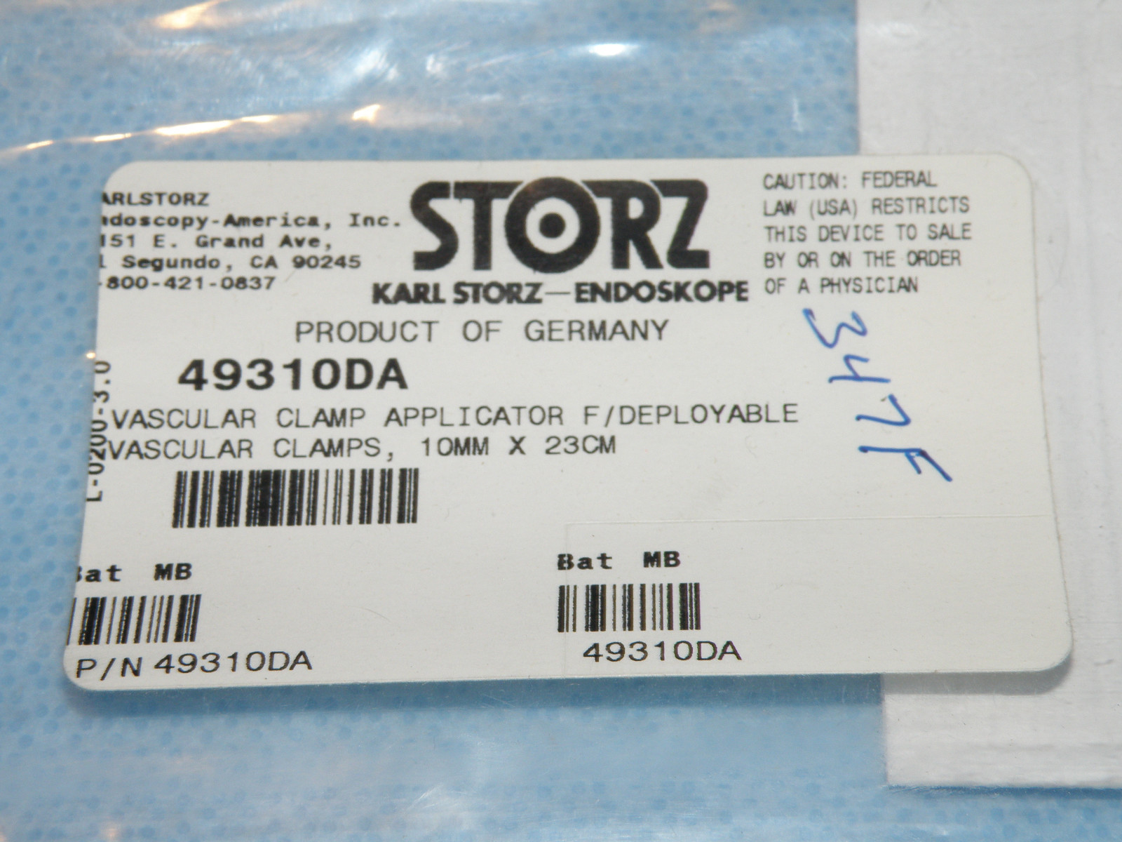 STORZ Vascular Clamp Applicator for use with deployable vascular clamps ...