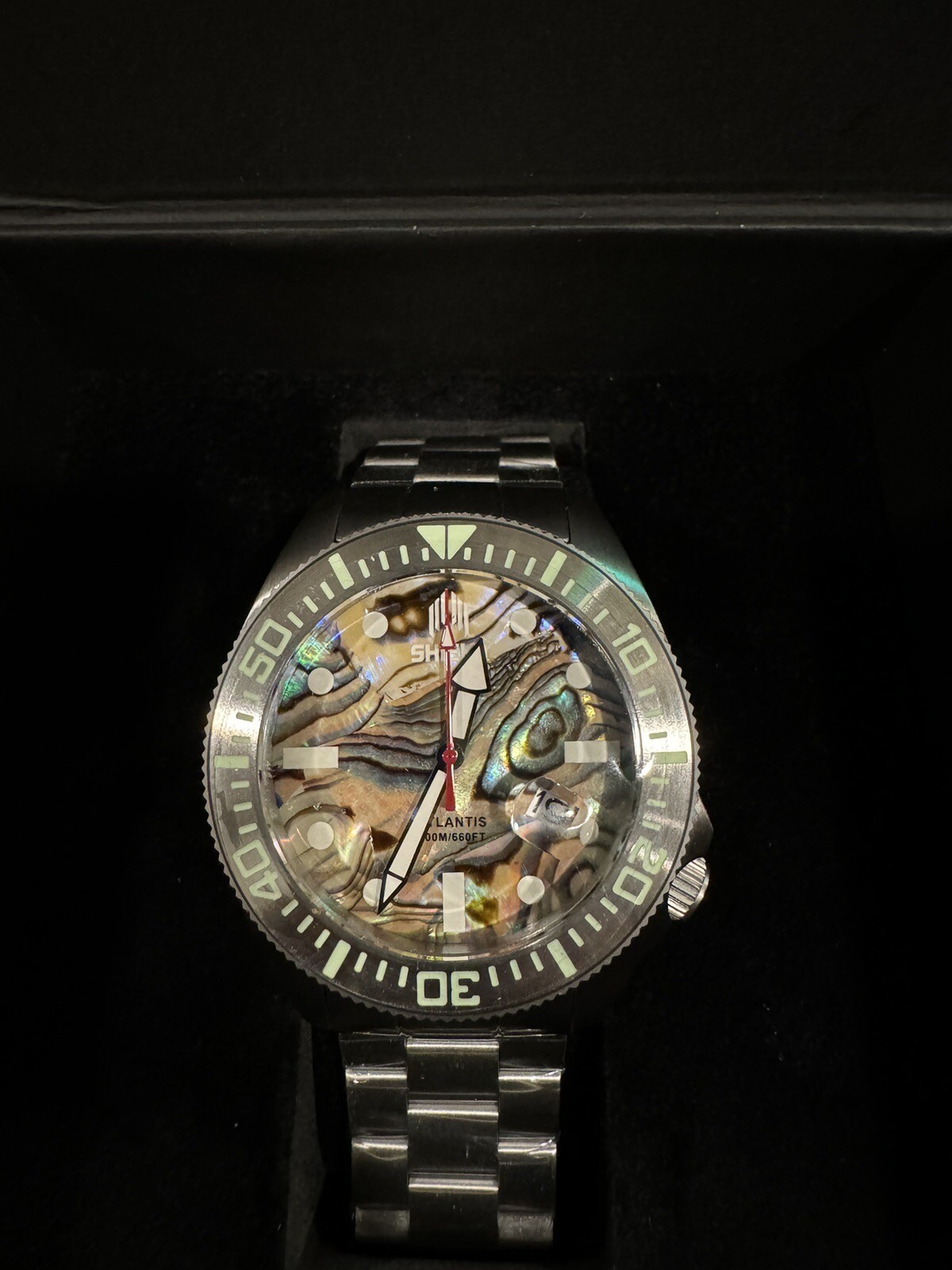 Shield Atlantis Abalone Bracelet Watch w/Date Silver - Men's SLDSH108-1 ...
