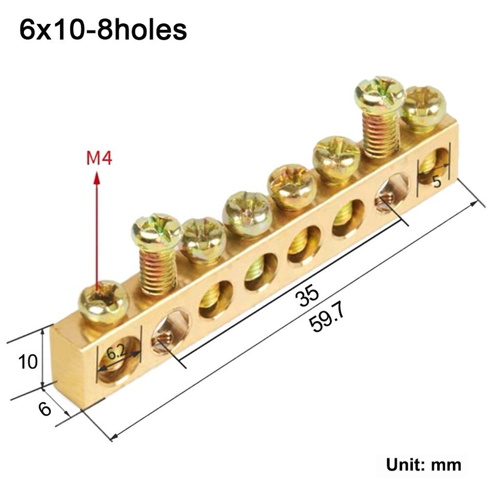 With Hole Screw Copper Bar Terminal Brass Connection Row Electrical ...