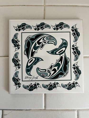 Anthony Joseph Art Tile Pacific Northwest Squamish Native Canada Salmon ...