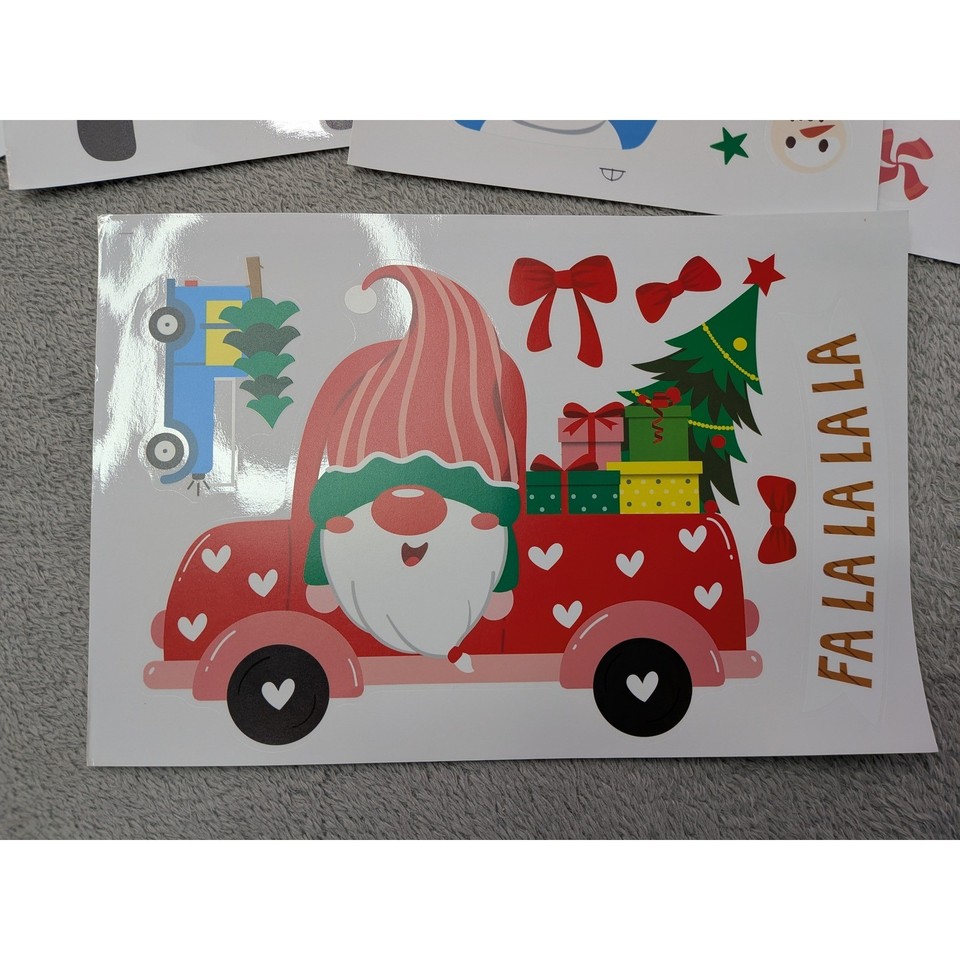 Blueple Christmas Gnome Holiday Window Mirror Stickers Reusable Festive ...