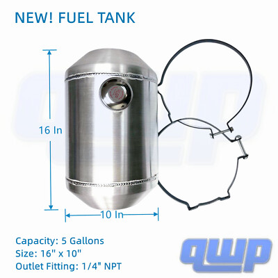 16''x 10 Gas Tank/ Fuel Tank 5 Gallons 1/4" NPT Spun Aluminum- Off-Road ...
