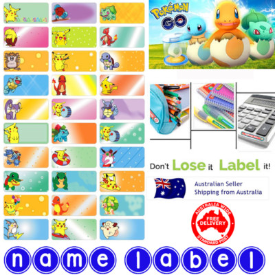Pokemon kids Personalised Name Label preschool back2school pencil ...