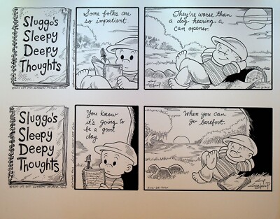 Sluggo's Sleepy Deep Thoughts Original Comic Strip Art 2017 Impatient ...