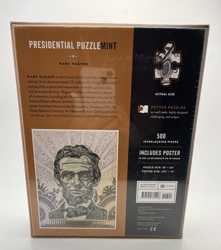 NEW Presidential Puzzlemint Abe Lincoln 500 Piece Puzzle Mark Wagner ...
