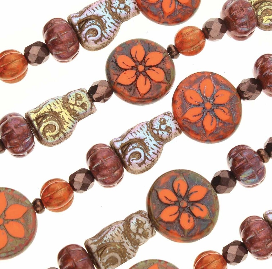 6-inch strand of High-Quality Czech Glass Beads - Table cut designs ...